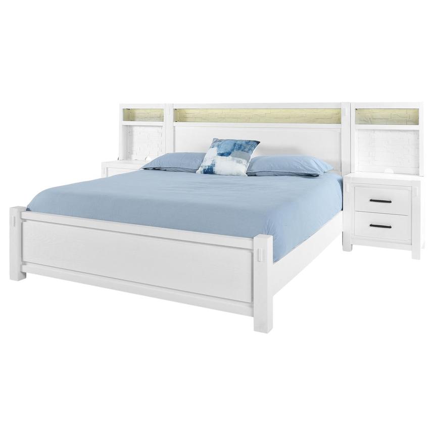Roca White King Platform Bed w/Nightstands | El Dorado Furniture