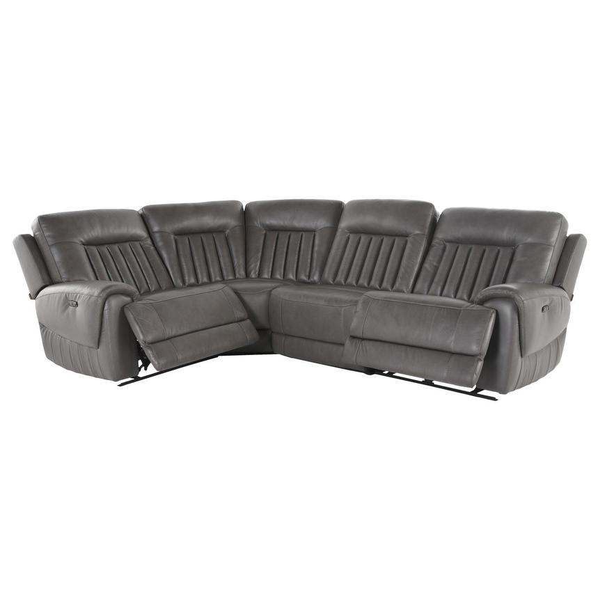 Devin Gray Leather Corner Sofa with 4PCS/2PWR | El Dorado Furniture