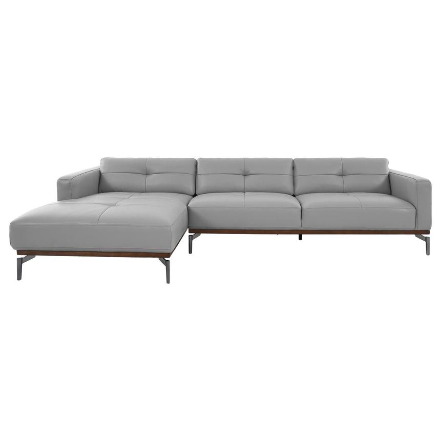 Nate Gray Leather Corner Sofa w/Left Chaise | El Dorado Furniture