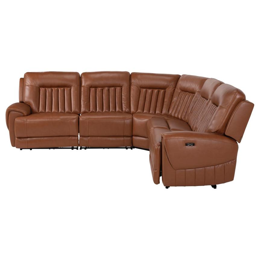 Devin Tan Leather Corner Sofa with 5PCS/2PWR | El Dorado Furniture