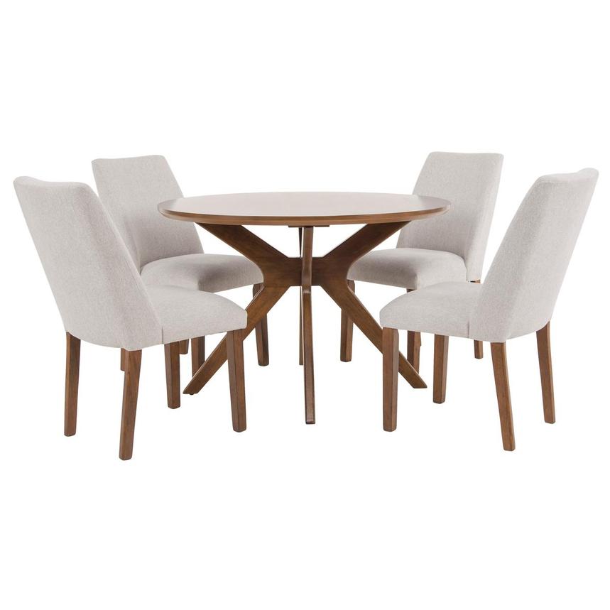 Brenn Light Gray 5-Piece Round Dining Set | El Dorado Furniture