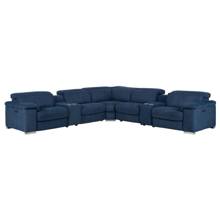 Karly Blue Power Reclining Sectional with 7PCS/3PWR | El Dorado Furniture