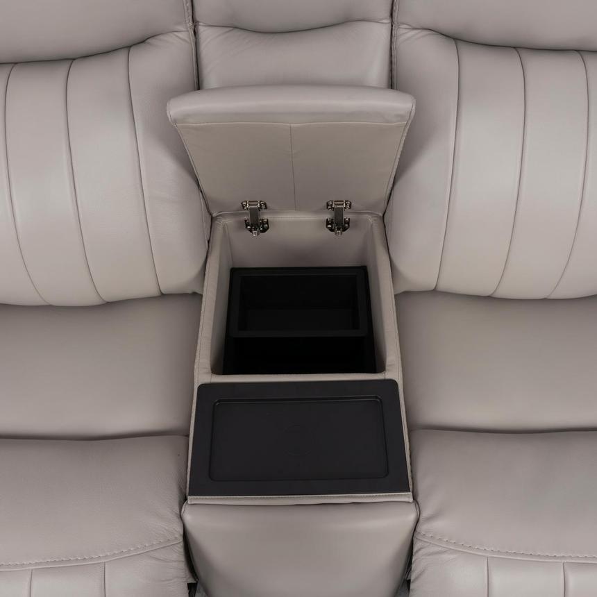 Neptune Gray Leather Power Reclining Sofa w/Console | El Dorado Furniture